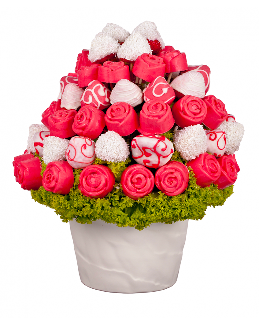 Kytice z růží z ovoce a čokolády od Frutiko.cz