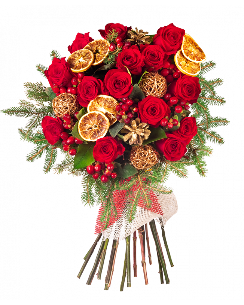 Pugét Vánočních růží - květinářství Frutiko.cz